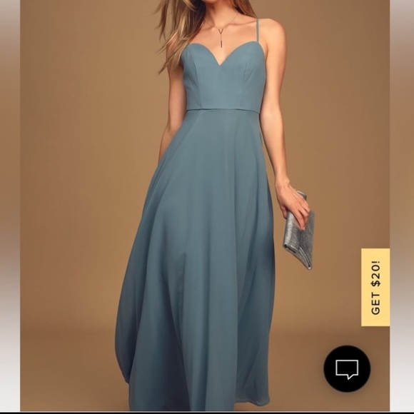 Lulus | Dresses | Last Chance Lulus Capture My Heart Slate Blue Maxi ...